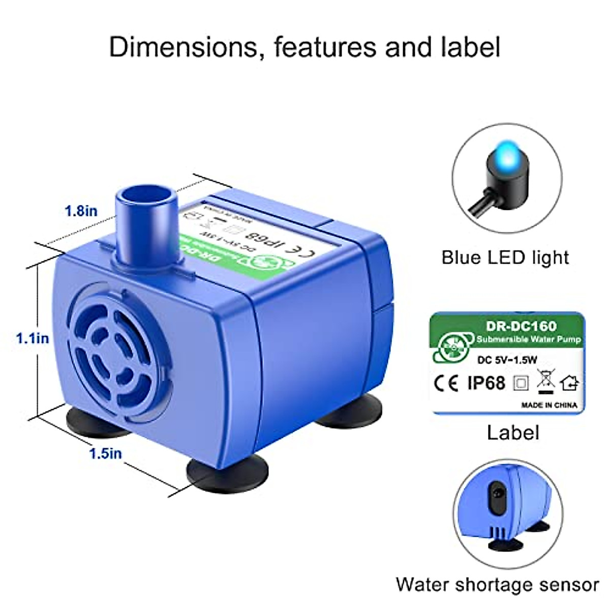 Wonder Creature Cat Water Fountain Pump, Replacement Pump for Round, Cubic and Crystal Cat Water Fountain, Pet Fountain Pump