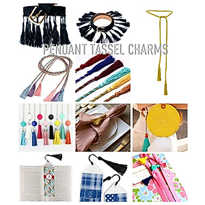 MSCFTFB 120 Pieces 5inch Silk Floss Tassels with Hang Loops Mini Tassels Mala Tassel Kits for Bookmarks Earring Dreamcatcher Jewerly Making Belt Clothing Curtain Decorations (Navy)