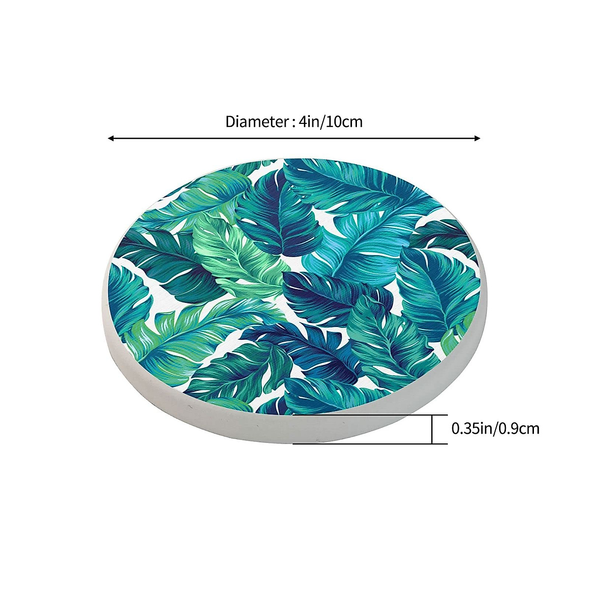 Tropical Palm Leaves Coasters for Drinks, Absorbent Coasters Set of 2, Coffee Cup Tabletop Protection Coaster, Housewarming Bar Kitchen Home Decor 4 Inch