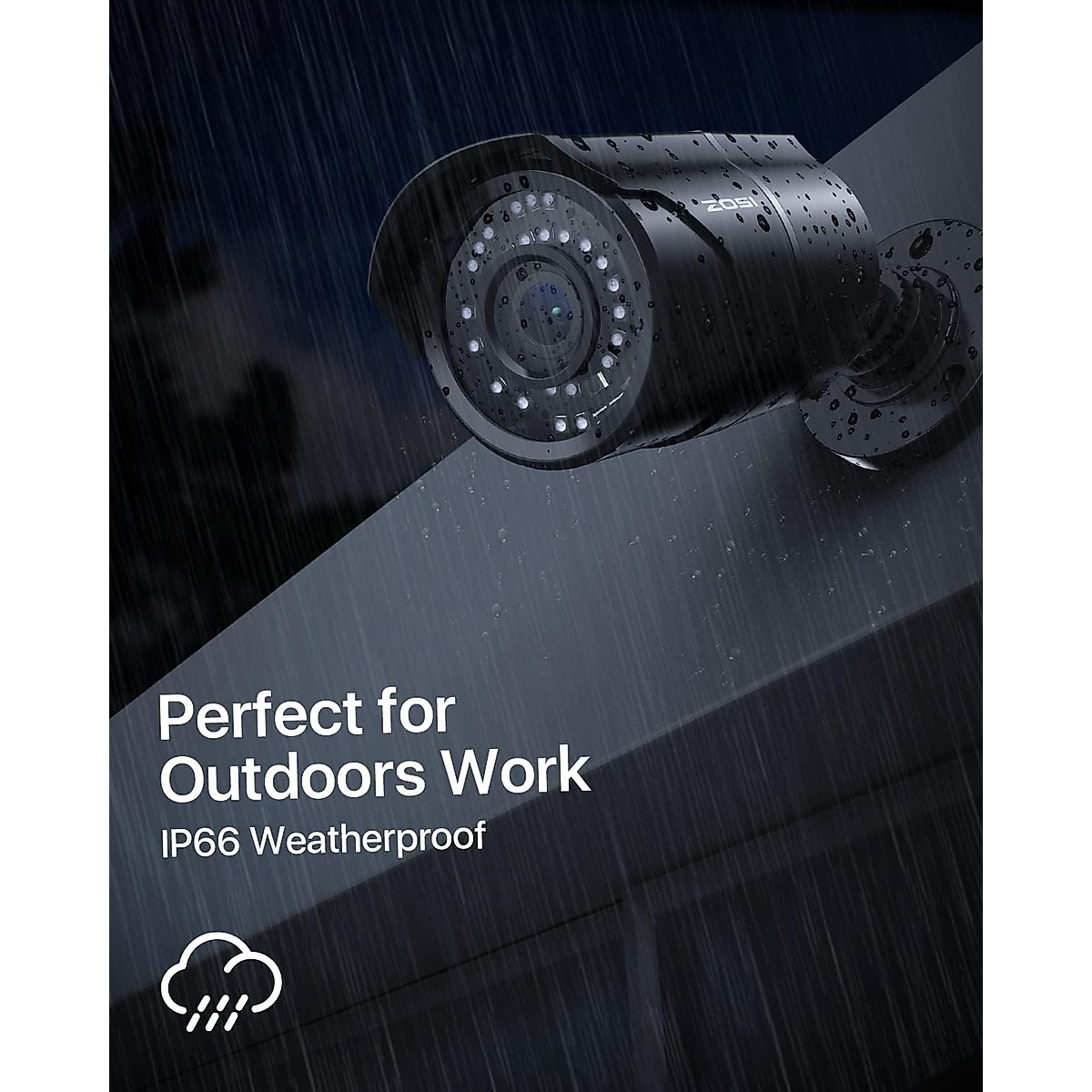 ZOSI H.265+2MP Security POE Camera, 1920x1080, 120ft Night Vision, 3.6mm Lens, IP67 Weatherproof Indoor Outdoor IP Camera 1080p (Only work with ZOSI PoE NVR,Model: 1AR-08EM-00/10/20-US)