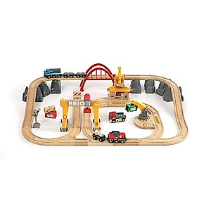 BRIO 33097 Cargo Railway Deluxe Set - 54 Piece Interactive Train Toy | Enhanced Wooden Tracks | Perfect for Kids Age 3 and Up | Compatible with All BRIO Railway Sets | FSC Certified Wood