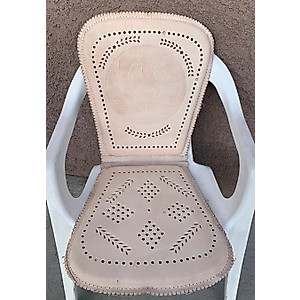 Leather Car Seat Cushion Body Positioner, Respaldo de Cuero para Carro Artesania Mexicana Natural