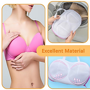 Bra Washing Bags for Laundry, Large Bra Laundry Bags for Washing Machine, Fits All Cups Anti Deformation Bra Washing Bag, Lingerie Bags for Washing Delicates (6 Pcs - Pink XXL)
