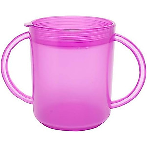 TalkTools Recessed Lid Cup with Handles - Leak Proof | Promotes Oral Motor Skills, Lip Closure, and Self Feeding | Alternative to Sippy Bottle | Food Grade Materials | Dishwasher Safe (Purple)