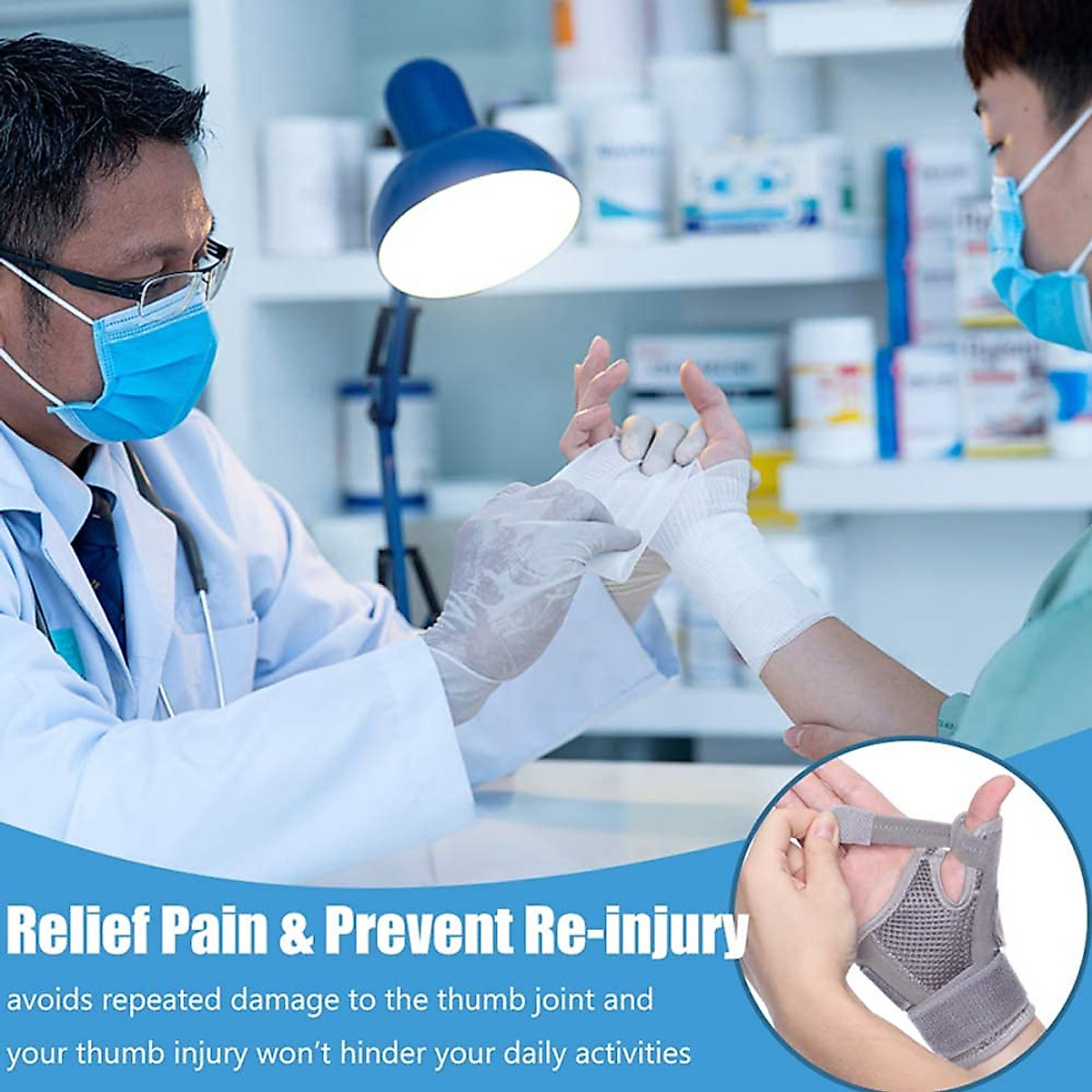 Adjustable Wrist Support Brace Thumb Splint Stabilizer Hand Support Ligament Injury Arm Protection Strap Corrector (Common to left and right)