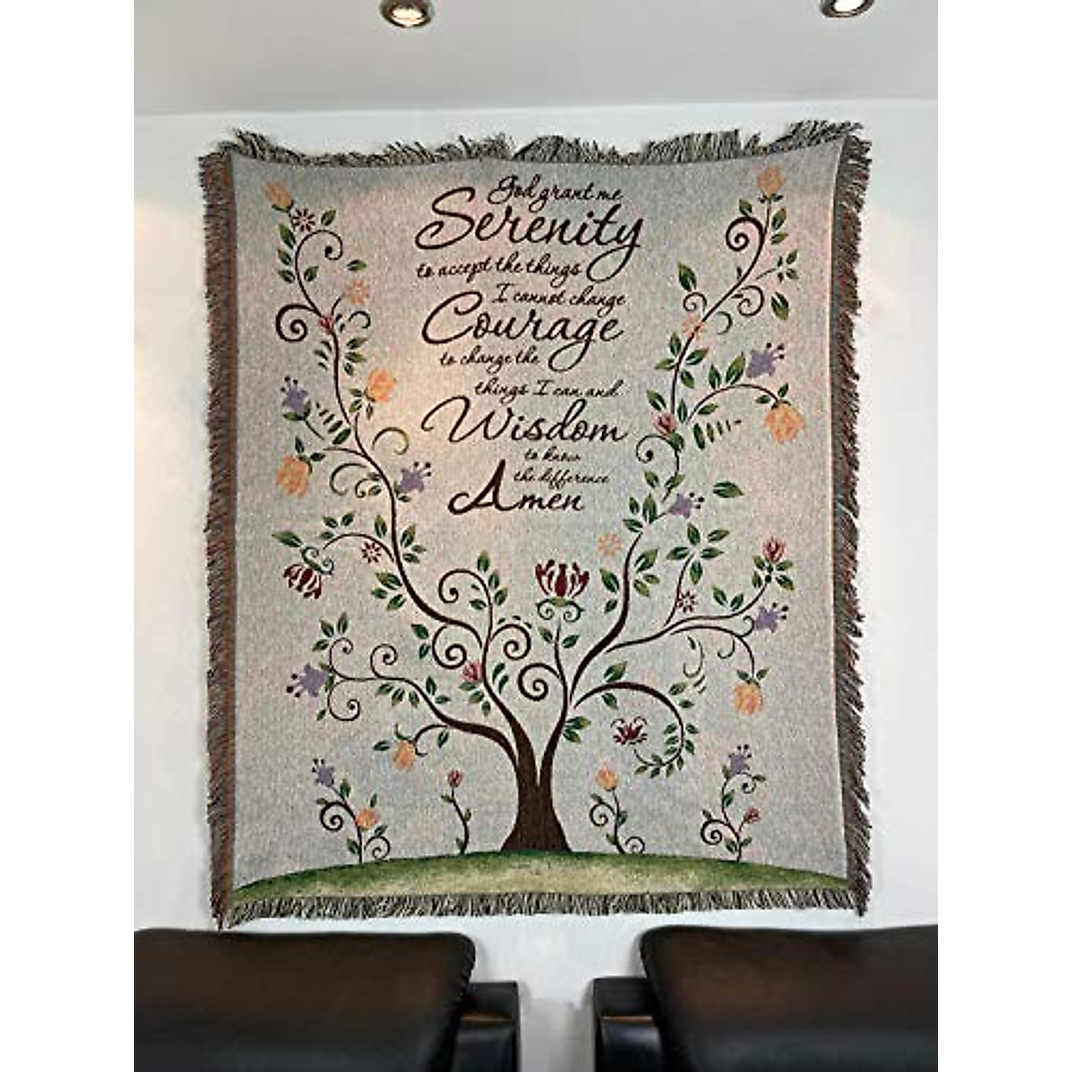 EZ.enjoy God Grant Me The Serenity Prayer Woven Tapestry Throw Blanket with Fringe 50 X 60 Inches
