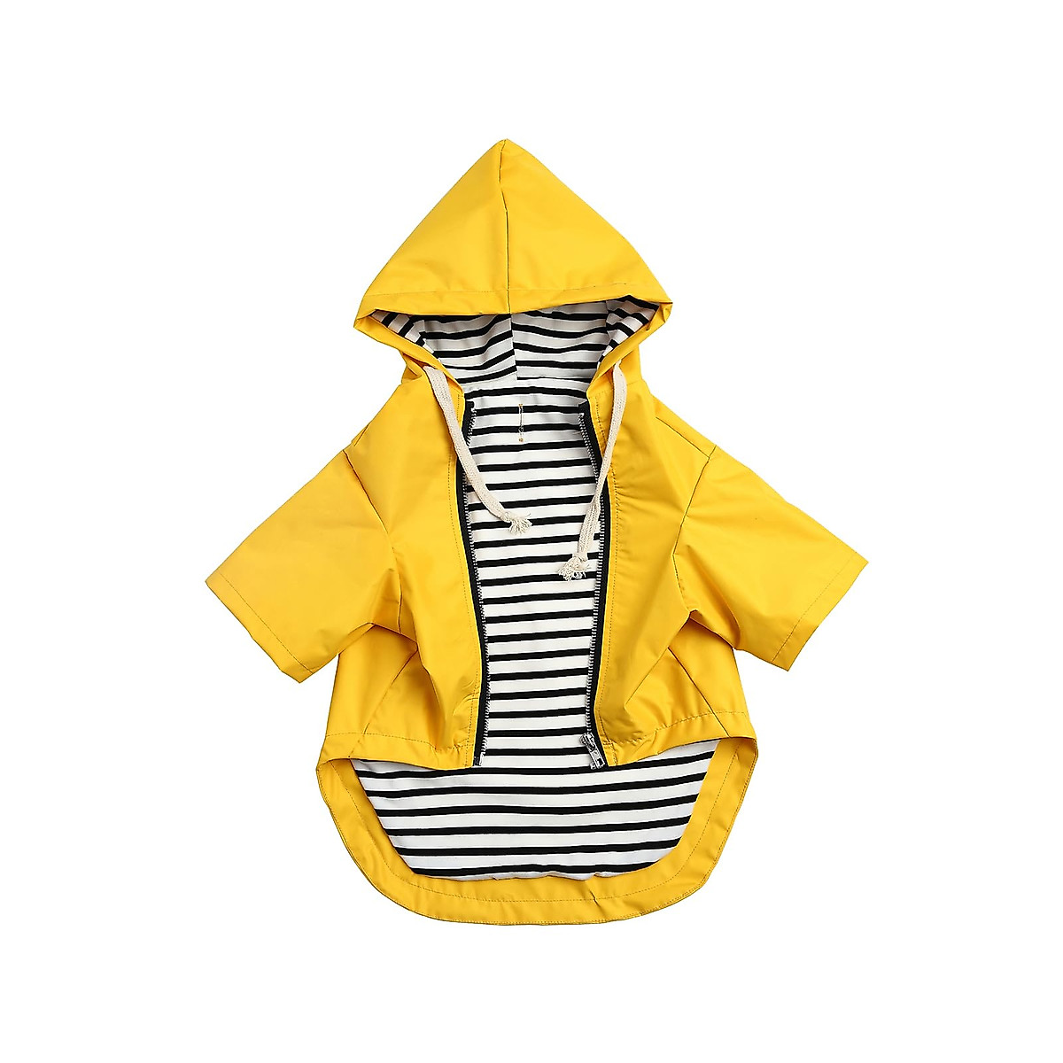 Dog Raincoat Puppy rain Jacket with Hood for Small Medium Breeds with Reflective Strap Storage Pocket Harness Hole Yellow S