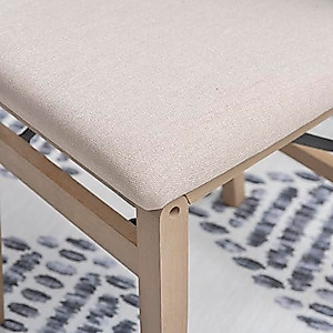 Linon Keira Wooden Folding Chair Upholstered Seat and Back Set of 2, Dining Height, Rustic Natural & Beige