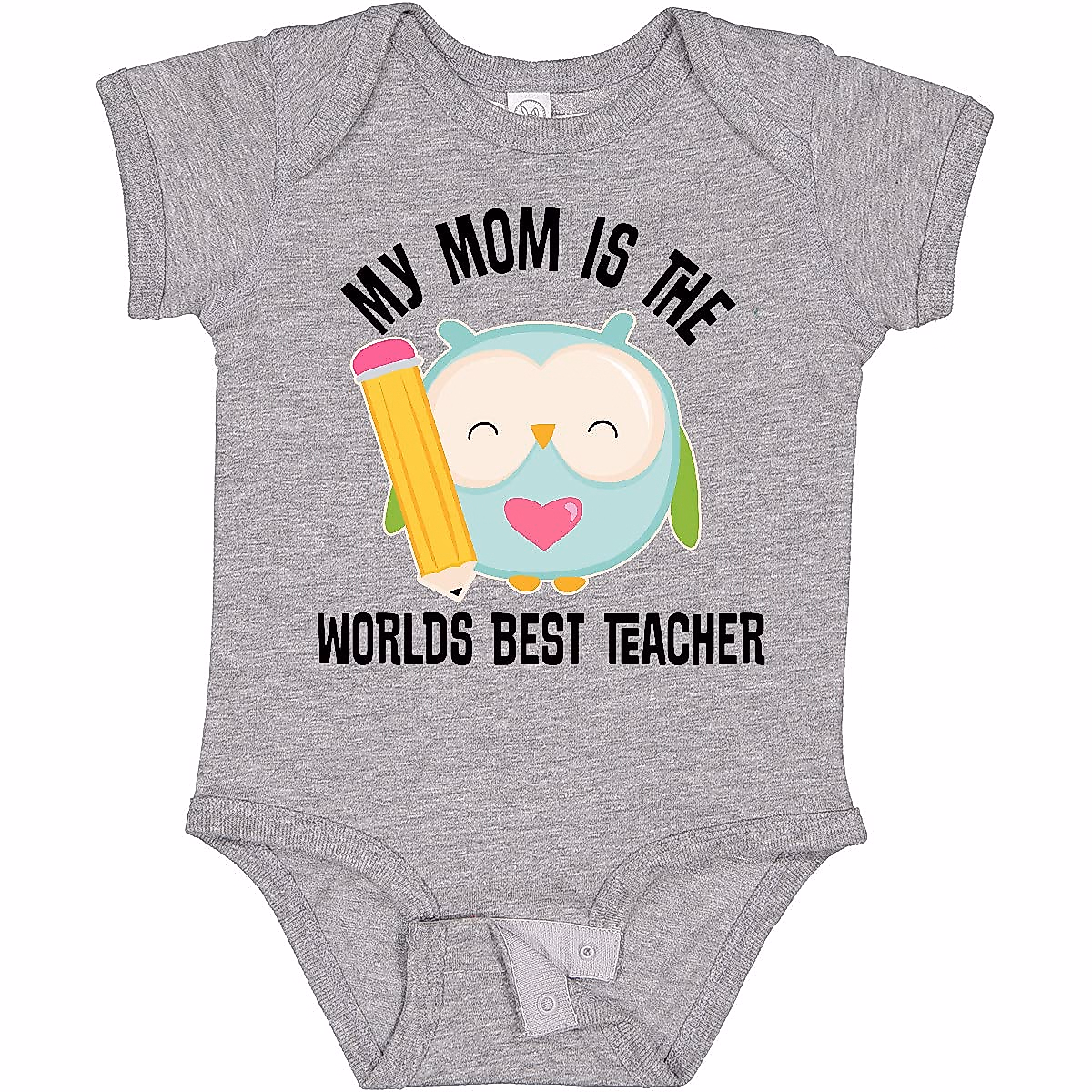 inktastic Teacher Mom School Owl Baby Bodysuit 6 Months 0060 Heather Grey 25028