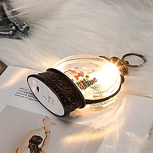 Actaday 5.9" Christmas Snow Globe Lantern Snowman, Christmas Night Light, Button Battery (Include) Operated Lighted Water Glittering Lantern for Christmas Festival Decoration Gifts