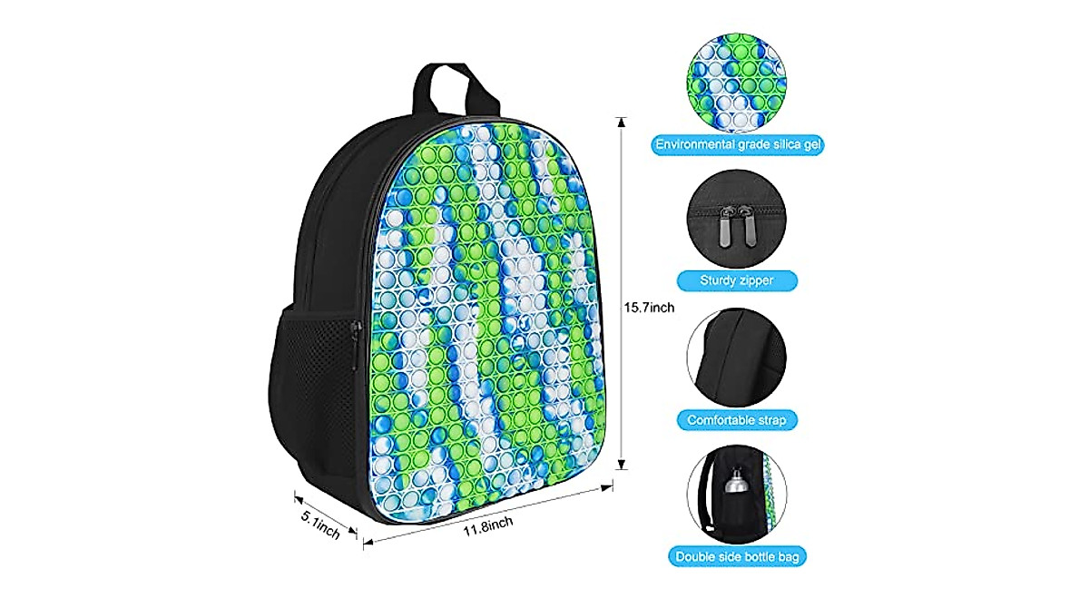 CNRYRIO Pop Fidget Backpack for Kids - 16 Inches