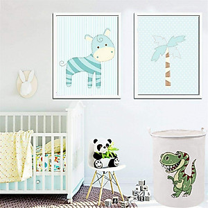 Large Laundry Hamper, ZUEXT Waterproof, Freestanding Laundry Hamper, Collapsible Tall Clothes Hamper with Handles for Clothes Toys in the Dorm and Fam(Green Dinosaur, 63L)