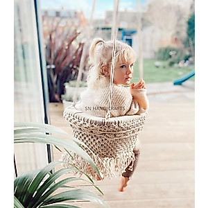 S.N.HANDICRAFTS Luxurious Boho Macrame Baby Swing Natural Rope Hammock for Baby Macrame Swing Chair for Baby SN 55 One Size