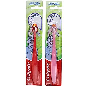 Colgate Bunny Toothbrush, Junior 5+, Extra Soft (Colors Vary) - Pack of 2