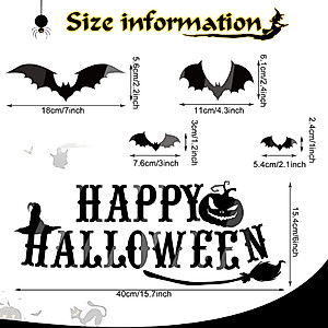 Zonon Halloween Bat Sticker Acrylic Black Bat Pumpkin Wall Decor Halloween Theme Wall Decor for Halloween Party Home Wall Window Bedroom Office Party Decoration Supplies