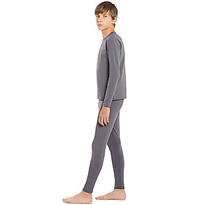 ViCherub Thermal Underwear Set for Boys Long Johns Fleece Lined Kids Base Layer Thermals Sets Boy Grey M