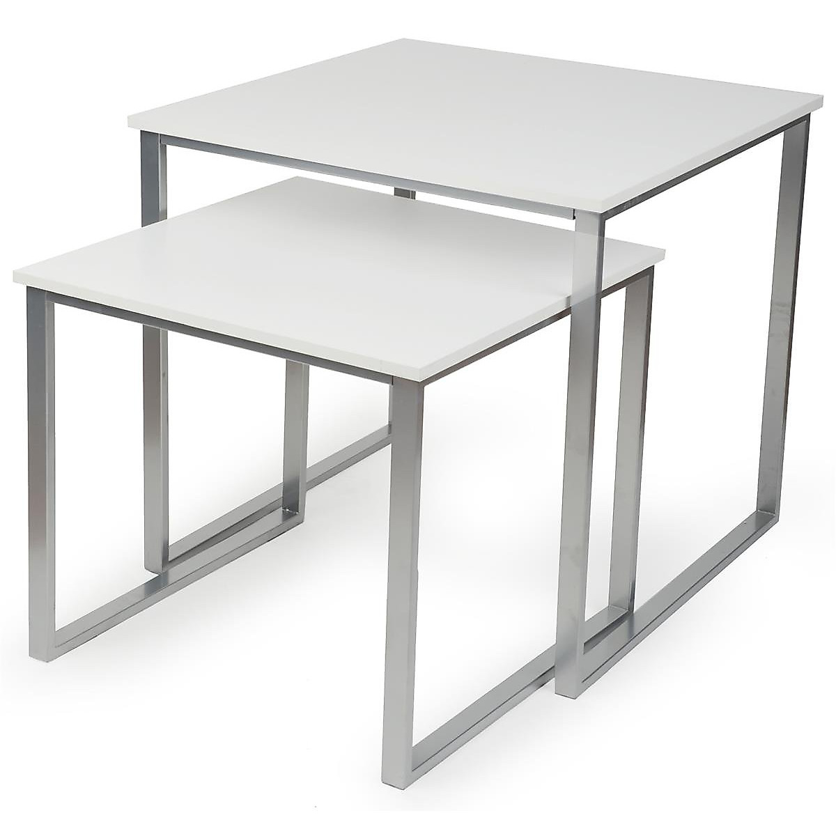 Displays2go Square Nesting Tables, Set of 2 Sizes - White