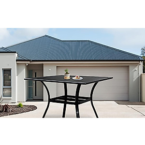 LEVELEVE 1 Piece Patio Dining Table,Outdoor Furniture 38"x 38" Metal Slatted Table with 1.5" Umbrella Hole,Outside Porch Deck Balcony Backyard Table(Square)