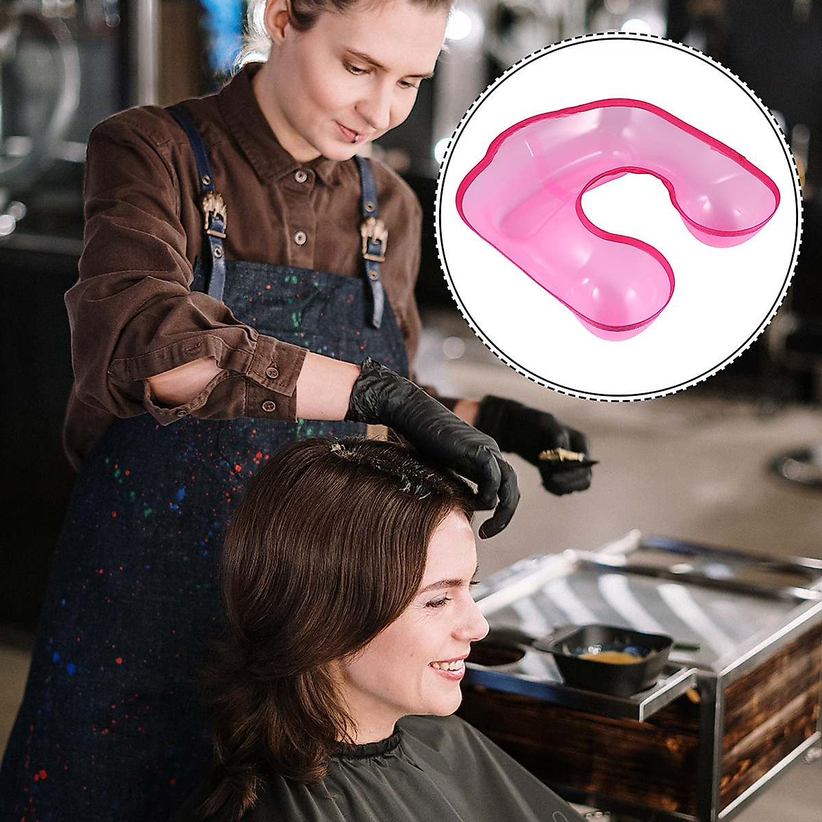 HEALLILY Hair Salon Neck Tray, Pink, Plastic, Compact, Adjustable, Hair Styling, Coloring Tool, Salon, Barbershop, Home Use