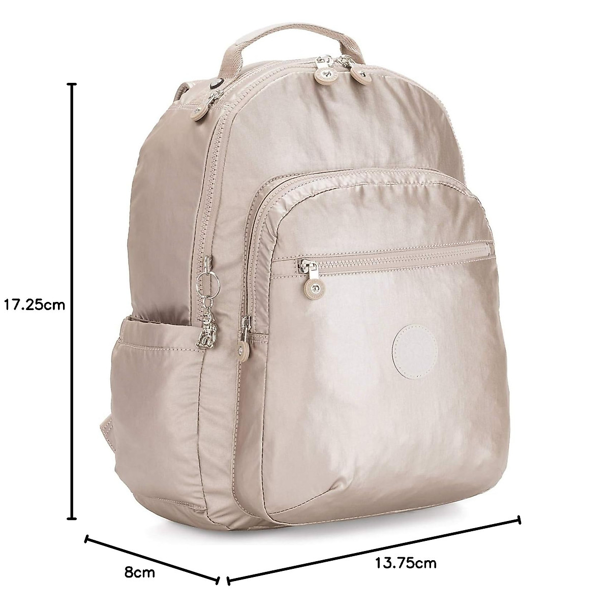 Kipling Women's Seoul 15” Laptop Backpack, Durable, Roomy with Padded Shoulder Straps, Nylon School Bag, Metallic Glow, Large