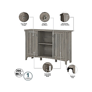 Bush Furniture Salinas Entryway Storage Set with Hall Tree, Shoe Bench and Accent Cabinet in Driftwood Gray