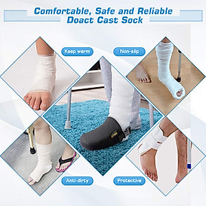 DOACT Cast Sock Cover Foot Toe with Anti-Slip Strap, Protect Cast Walking Boot and Orthosis Splints Braces Clean, Adjustable and One Size Fits