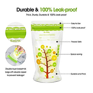 Bimirth Breastmilk Storage Bags, 112 Count BPA Free Convenient Milk Storage Bags for Breastfeeding, 8oz/235ml, 2 Easy Pouring Spouts & Self-Standing Design