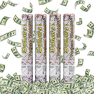 VICKYPOP Confetti Cannon Creative Small Size Dollar Bill Confetti Poppers Suitable for Business Signing, Opening Activities, Promotion and Salary Increase Celebration, Holiday or Birthday Party (Pack of 4)