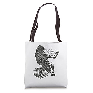 Raven bird reading book Tote Bag