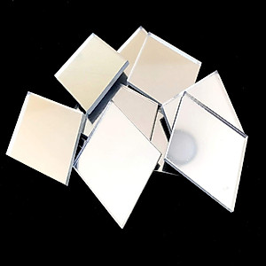 Super Cool Creations Diamond Shaped Crafting Mirrors, Set of 10, Many Colours, Shatterproof Acrylic, Light Grey, Pack of 10 x 10cm