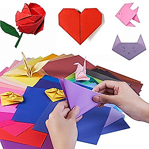 Origami Paper Large, Opret 100 Sheets 20x20cm / 8 inch Large Origami Paper 50 Vivid Colors Single Sided for Arts and Crafts Projects