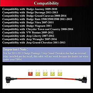 Gtpartes Red TIPM Repair Fuel Pump Relay Bypass Cable Fit for 2007-2016 Dodge Ram 1500 2500 3500 14AWG WIRE/20AMPS