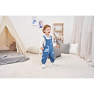 LvYinLi Baby Boy Clothes Set Infant Boy's Long Sleeve Romper+Dinosaur Denim Overalls Toddler Boys Fall Winter Outfits (Blue, 0-6 months)