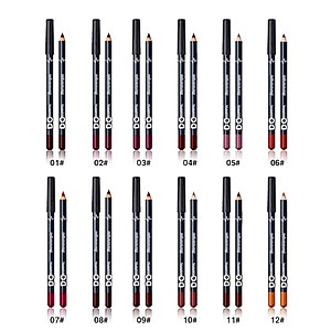 DC-BEAUTIFUL 12Pcs Lot Set 12 Colors Lip Liner Pencil Waterproof Non-marking Matt Velvet Lipstick Pen, Professional Long Lasting Lipliner Set with Sharpener