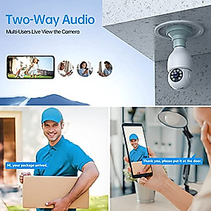 CAMBLINK 2.4GHz WiFi Light Bulb Security Camera,1080P Light Socket Camera, Outdoor Indoor Wireless Security Camera,Full Color Night Vision, TwoWay Dialogue,Motion Tracking,Alexa Support 2PCS…