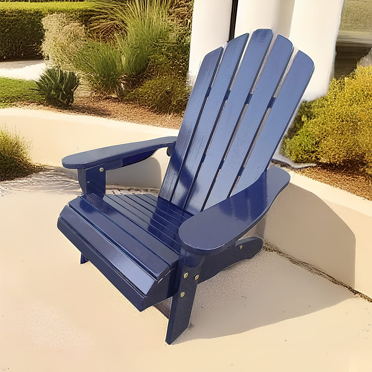 ROSE BLOOM Kids Adirondack Chair, Solid Wood Outdoor Patio Weather Resistant Chair for Children, Classic seat for Deck, Garden, Backyard, Porch and Lawn (Navy Blue)