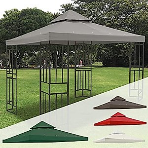 8'x8' Canopy Replacement top for 2 Tier Gazebo Canopy Replacement Cover UV30 for Outdoor Patio Garden Yard (Gray)