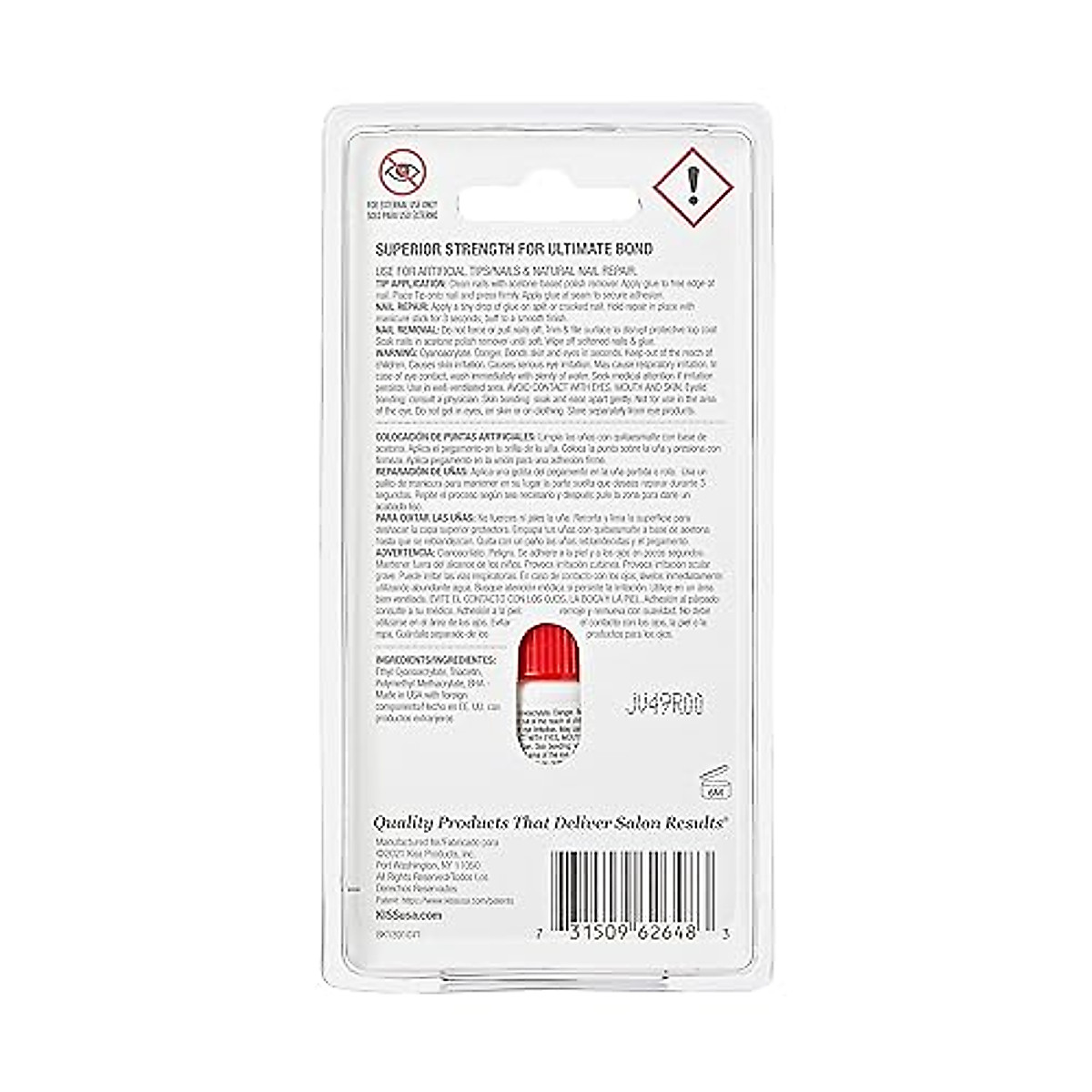 KISS PowerFlex Maximum Speed Nail Glue - Fast Drying Adhesive for Glue-On Nails & Repairs with Nozzle Tip Applicator, Ideal for Tips & Wraps, Net Wt. 0.10 oz (3g)