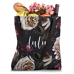 Lulu - Elegant Floral Rose & Peony Personalized Name Tote Bag