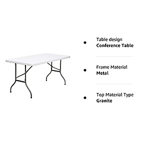 Flash Furniture Elon 5-Foot Granite White Plastic Folding Table