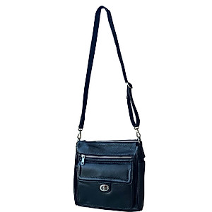 Roma Leathers Cross Body Concealment Purse - Premium Cowhide Leather Handbag - Multiple Pockets - Wire Reinforced Detachable Shoulder Strap - YKK Lockable Zipper - Designed in U.S.A. - Dual Gun Entry