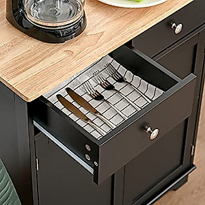 HOMCOM Double Door Sideboard Buffet Cabinet, Kitchen Cabinet, Coffee Bar Cabinet with 2 Drawers, Adjustable Shelf for Living Room and Hallway, Black