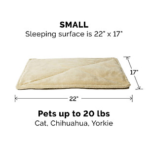 Furhaven ThermaNAP Self-Warming Cat Bed for Indoor Cats & Small Dogs, Washable & Reflects Body Heat - Quilted Faux Fur Reflective Bed Mat - Cream, Small