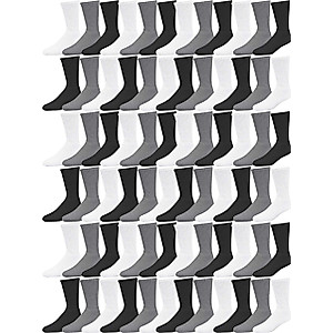 Winterlace 72 Pairs Cotton Crew Socks for Men Women, Athletic Casual Moisture Wicking Bulk Sport Sock