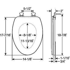 CHURCH 585EC 346 Toilet Seat with Easy Clean & Change Hinge, ELONGATED, Durable Enameled Wood, Biscuit/Linen