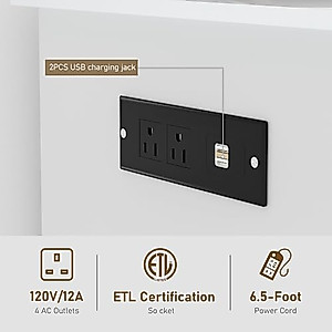 Vinctik 6&Fox Farmhouse LED Coffee Bar w/60000-color Lights,Power Outlet,7 Hooks,9Wink Racks,Adjustable Shelf for Tea Liquor Wine.Sliding Glass Door