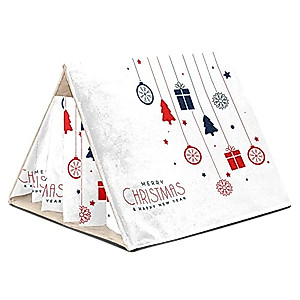 enheng Small Pet Hideout Merry Christmas Ornaments-01 Hamster House Guinea Pig Playhouse for Dwarf Rabbits Hedgehogs Chinchillas