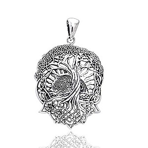 Rising Sun - Interconnected Celtic Knot Tree and Roots of Life Sterling Silver Pendant