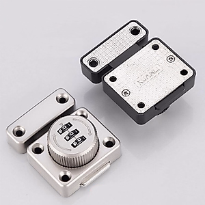 AMNGYOOK Keyless Cabinet Lock, Zinc Alloy 3-Digit Password Drawer Lock One-Way Door Latch for Cabinet, Drawer, Bathroom (Black)