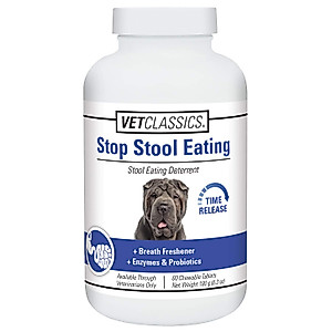 Vet Classics Stop Stool Eating Pet Health Supplement for Dogs – Dog Breath Freshener – Stops Dogs from Eating Stool – Enzymes, Probiotics – 180 Soft Chews